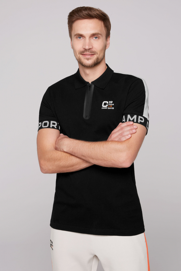 CAMP DAVID & SOCCX | Poloshirt mit Zipper und reflektierenden Prints ...