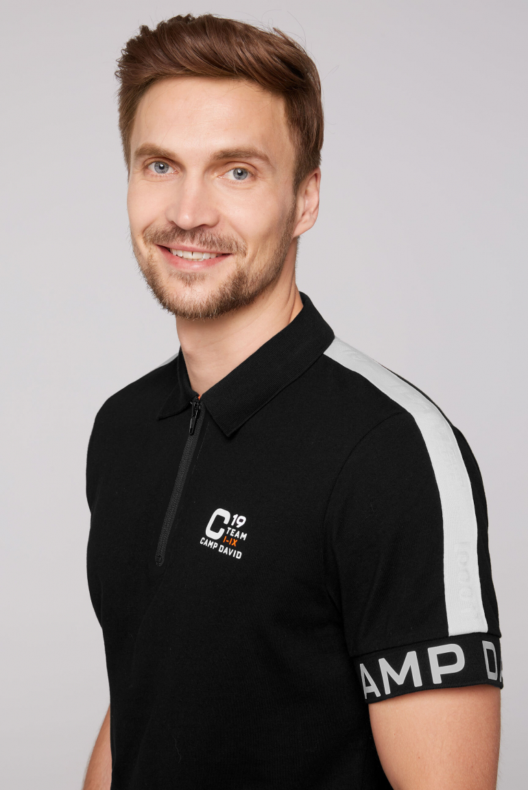 CAMP DAVID & SOCCX | Poloshirt mit Zipper und reflektierenden Prints ...